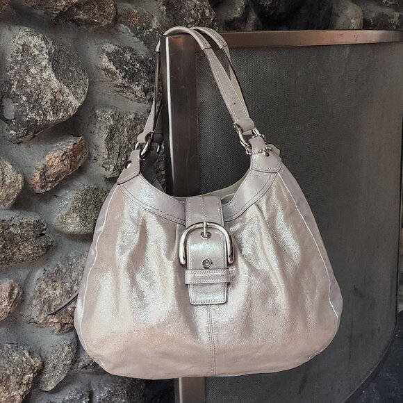 Coach | Bags | Coach A176f1575 Lynne Champagne Gold Metallic Hobo ...